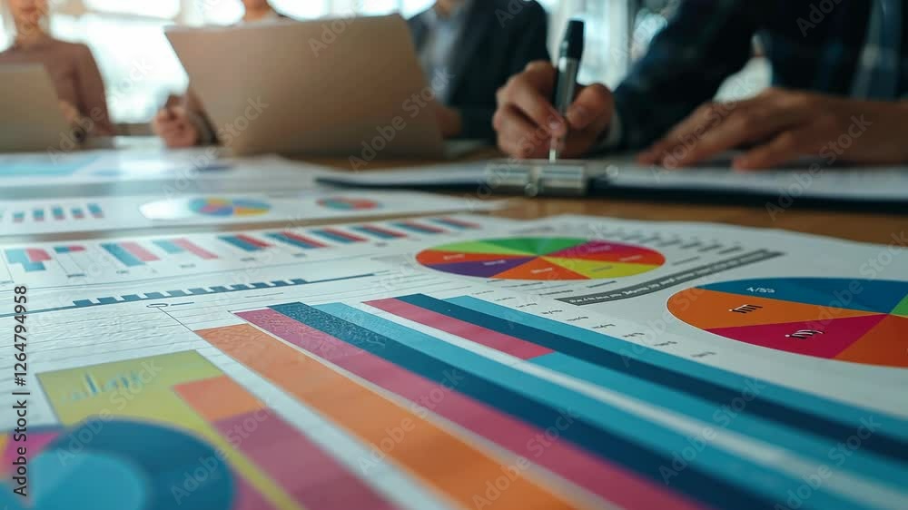 Strategizing capital distribution with pie charts and bar graphs laid ...