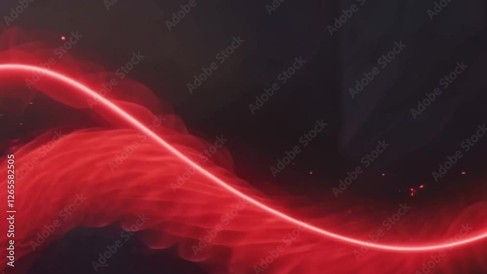 single-direction smooth red light ribbon, controlled glow effect, clean ...