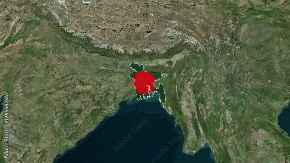 Bangladesh map animation with Bangladesh flag highlighted border color ...