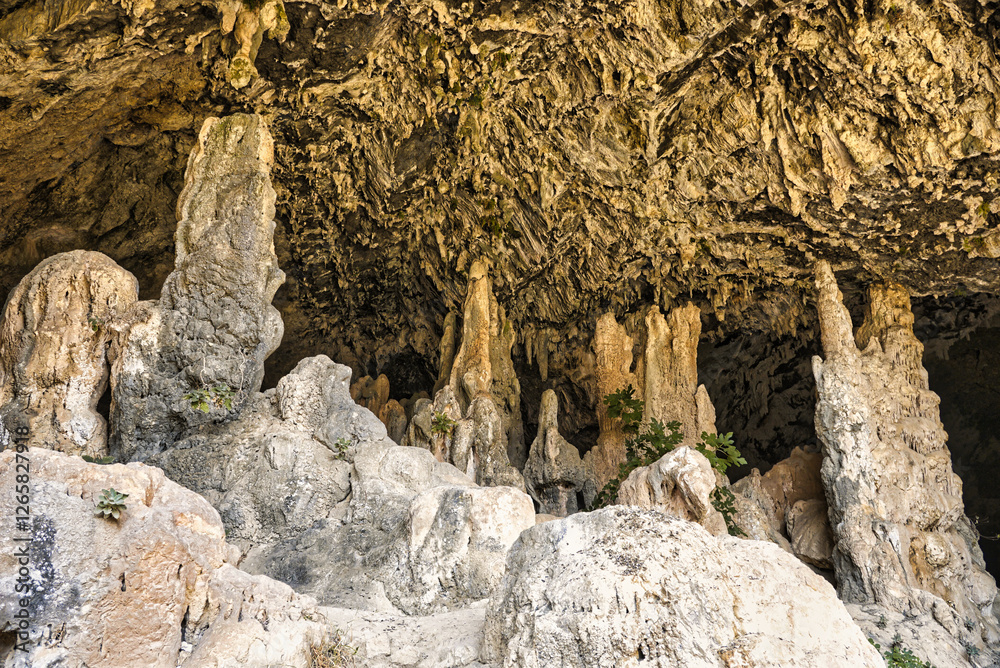Poster Cave interior with visible effects of karst processes like ...