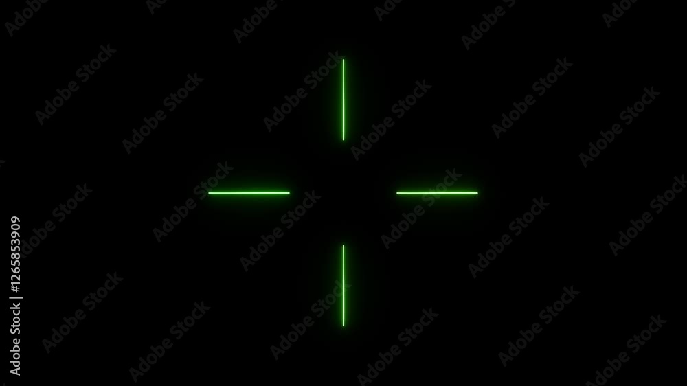 Neon aim cross, target search and aiming animation. Glowing neon target ...