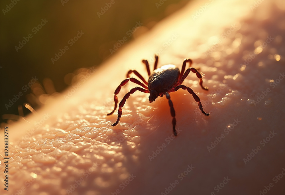Poster Tick with engorged body on human skin, macro detail – Wall Art ...