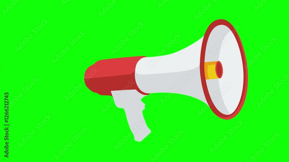 megaphone loudspeaker animation. powerful megaphone on green screen ...
