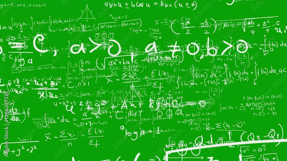 Math Formula Animation In Green Screen Background Animated Camera Passing Math And Physics