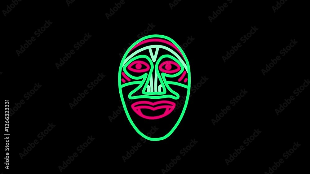 A 2D animated video based on traditional Asian masks. The scary ...