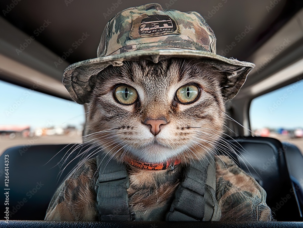 Poster Cat explorer driving a car, created by generative AI – Wall Art ...