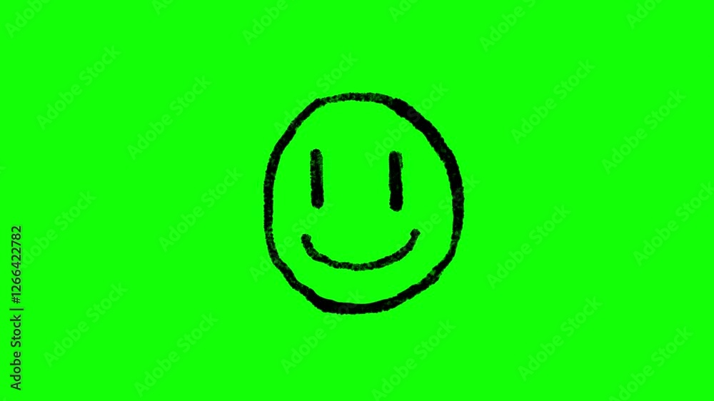 Hand drawn smile face frame by frame animation on chroma key green ...