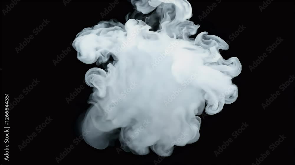 A top view 4K slow motion animation depicting smoke explosion shockwave ...