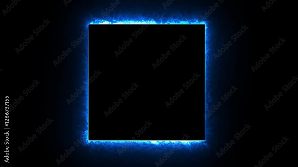 Blue effect neon glowing frame background. repetitive motion animation ...