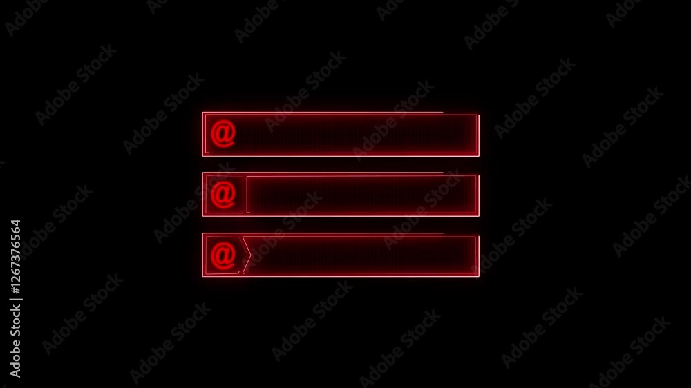 Text title box set. at sign web mail icon. isolated black background ...