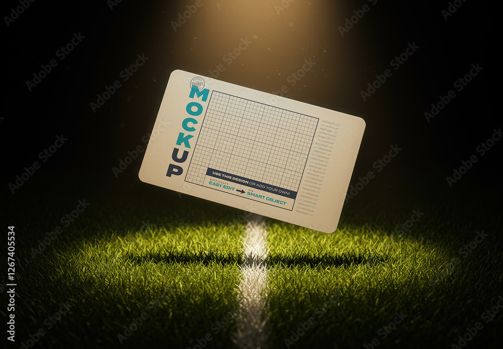 Personal Identity Card Floating Mockup Sport Soccer Football Style on ...