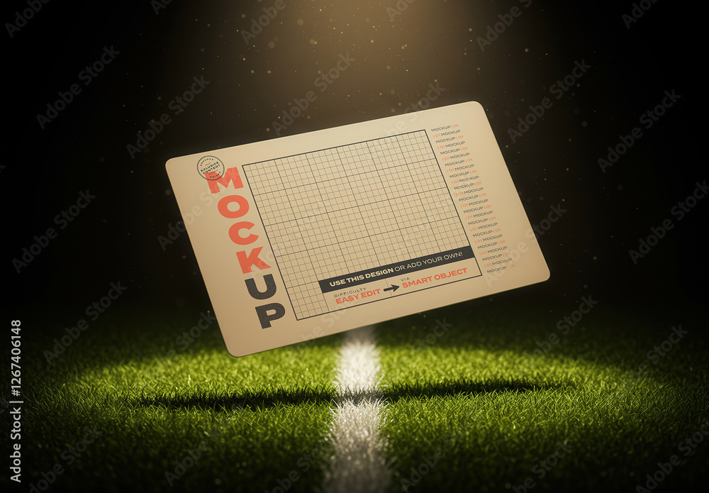 Personal Identity Card Floating Mockup Sport Soccer Football Style ...