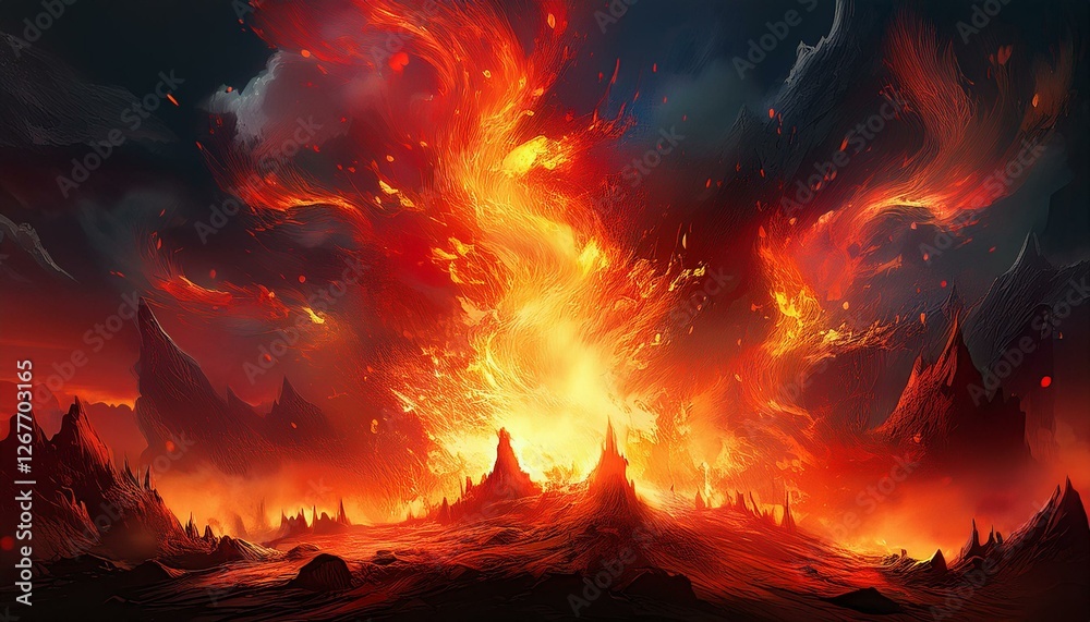 Poster hell flames explode fiery blazing passion spark explosion fuel ...