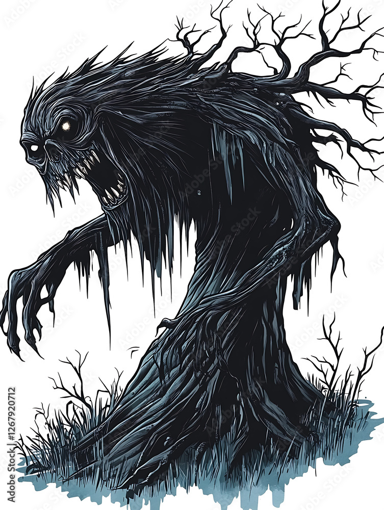 Poster A ghoulish tree monster with glowing eyes emerges from the ...