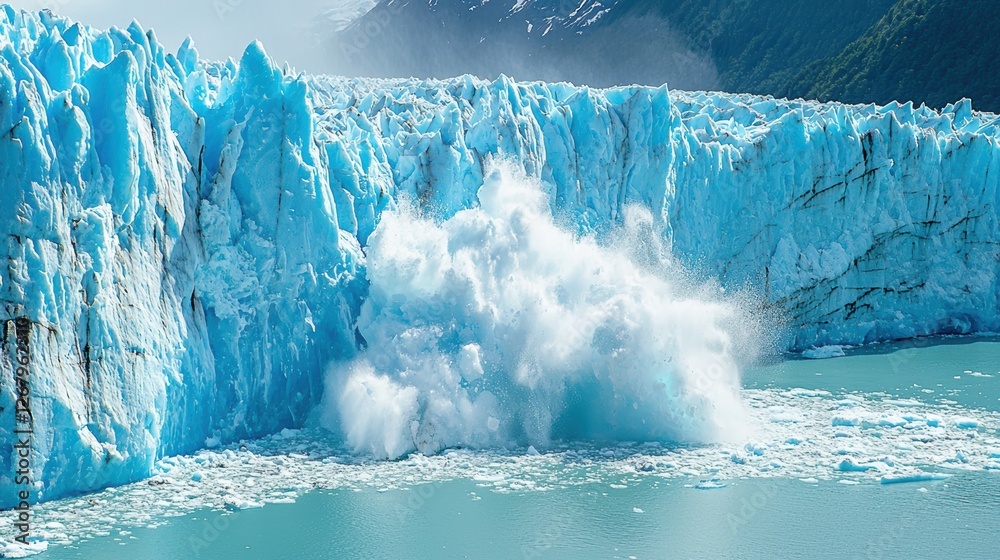 Poster , National Geographic Massive glacier calving into the ocean, a ...