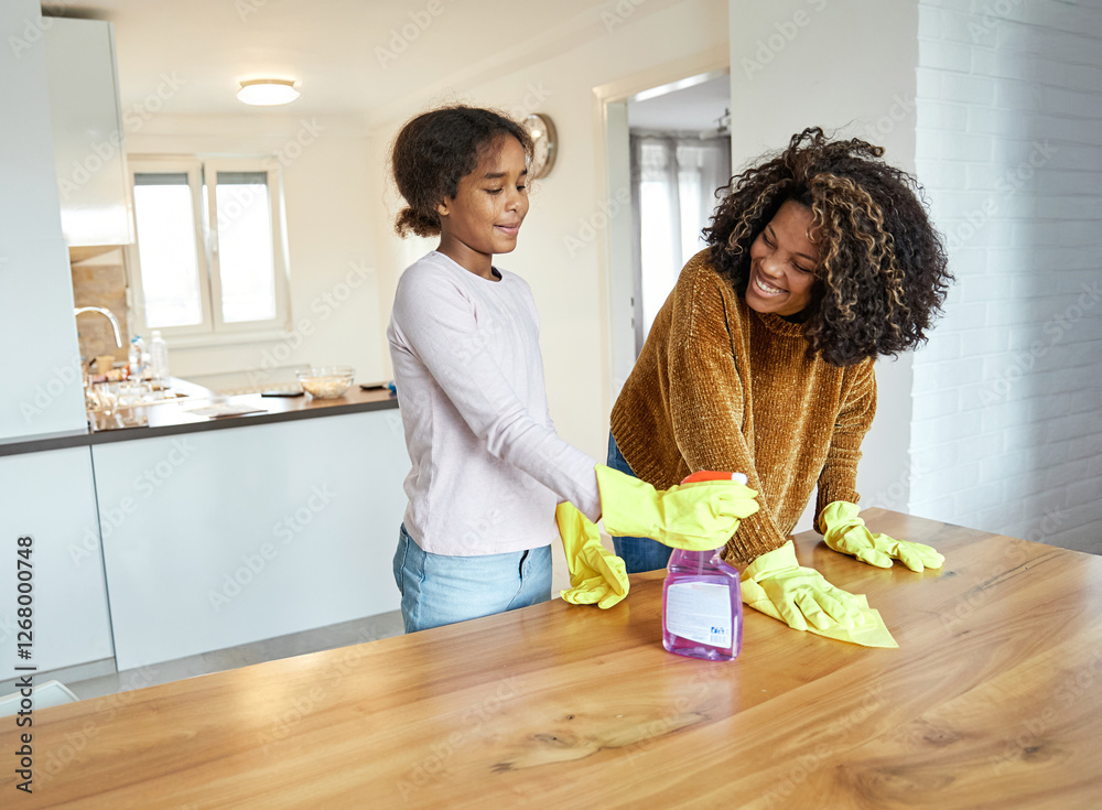 Poster home family housework house cleaning domestic together clean ...
