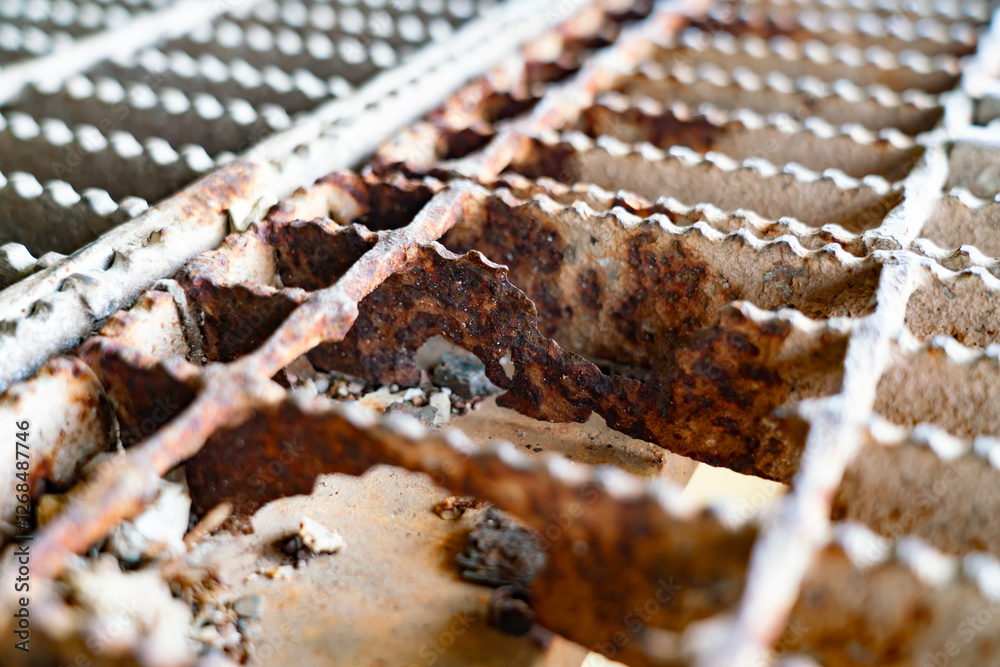 Poster Steel mesh walkways on oil and gas drilling platforms are ...