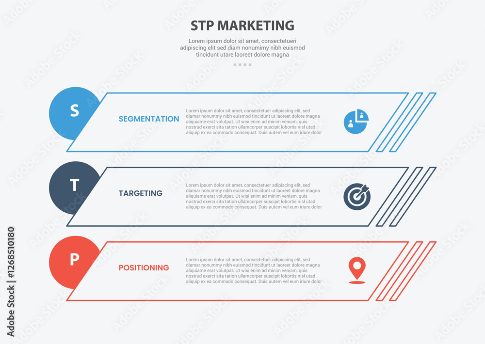Poster STP marketing infographic outline style with 3 point template ...