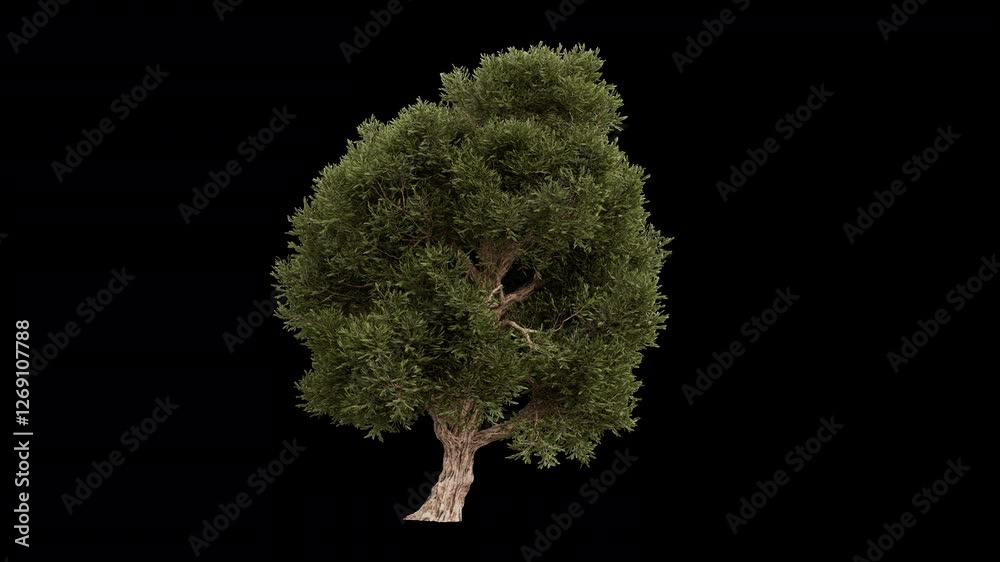 olive tree isolated on alpha channel. 3d animation of an olive tree ...