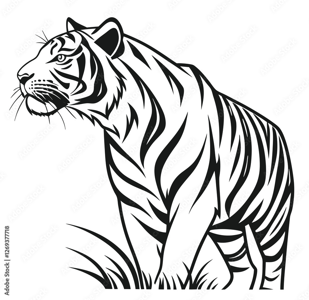 Plakát Simple majestic royal ferocious angry wild tiger body, face ...