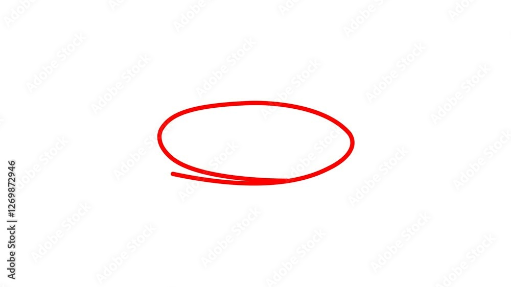 Animated hand drawn red circle animation. 4k video of hand drawn circle ...