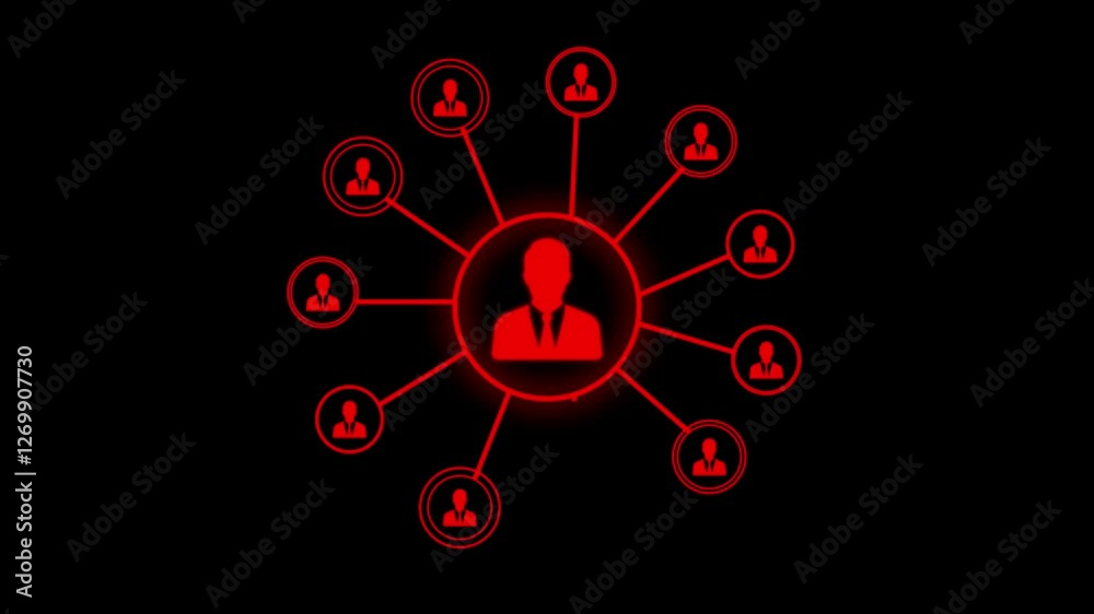 Network system, network connections with people icons and man icon ...