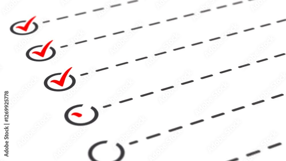 Red checklist mark animation. Red check list document, paper check list ...