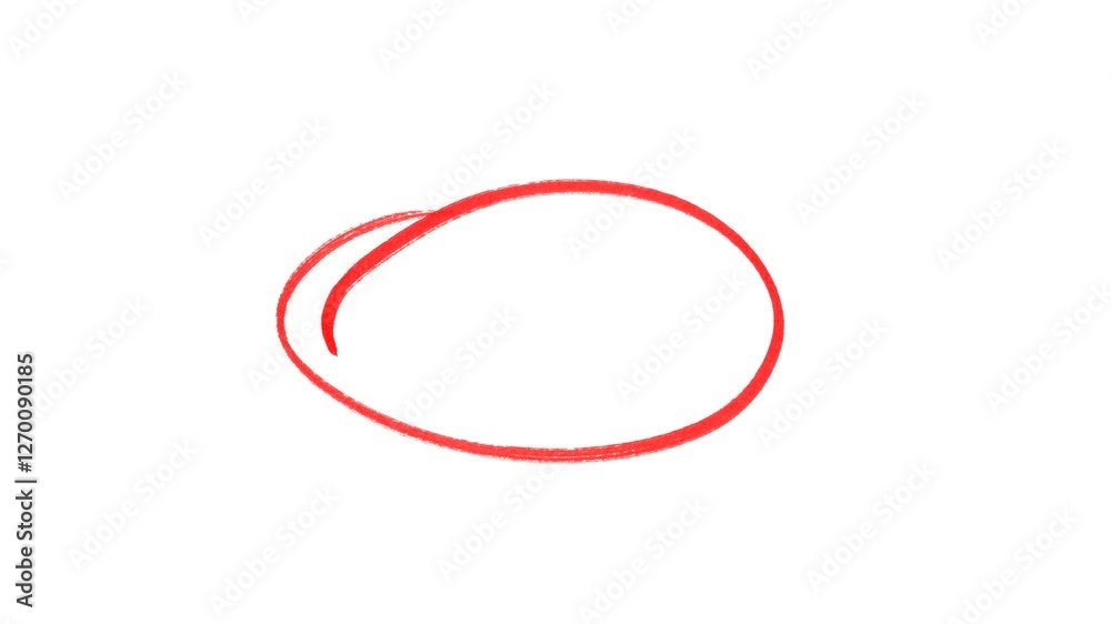 Hand-drawn oval frame loop animation, Red marker animation with alpha ...