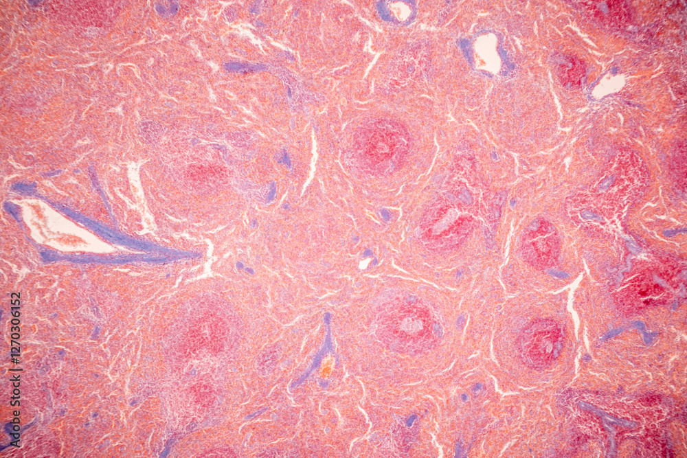 Poster Showing Light micrograph of the Adrenal gland, Spleen human and ...