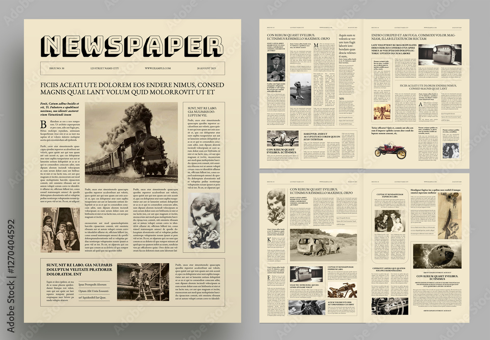 Vintage Newspaper Layout Stock Template | Adobe Stock