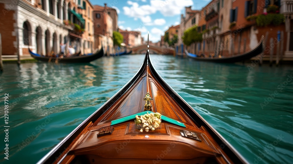 Poster romantic gondola ride through canals, passing under bridges and ...