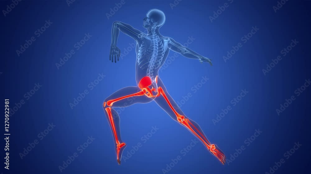 Human Skeleton System Lower Limb Bone Joints Anatomy Animation Concept ...