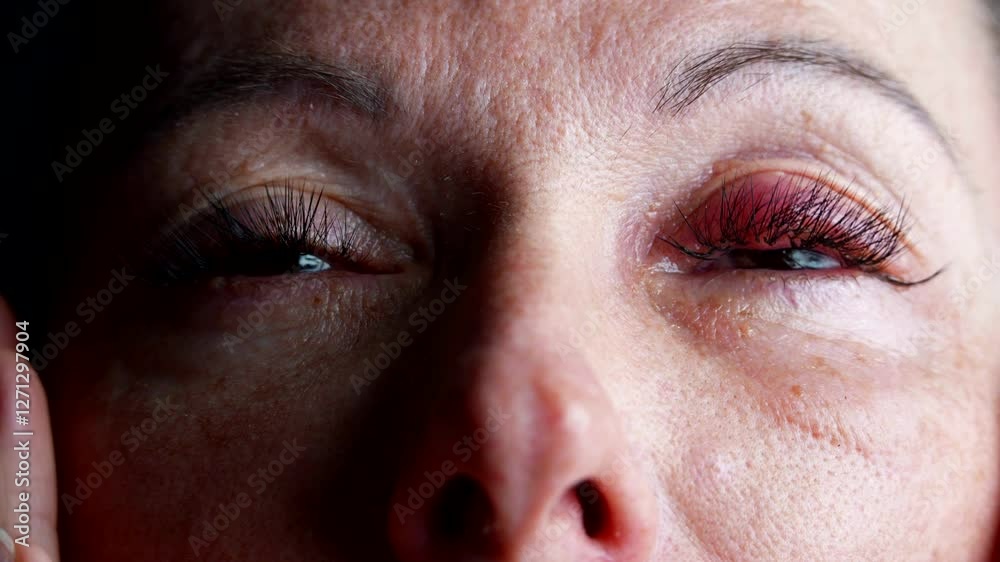Eye pain and irritation marked swelling of the upper eyelid with ...