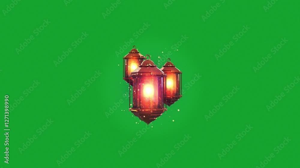 Ramadan lanterns realistic animation, 3d animated lantern with warm ...