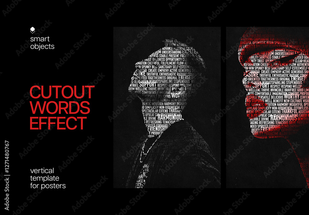 Cutout Words Poster Photo Effect Mockup Stock Template | Adobe Stock
