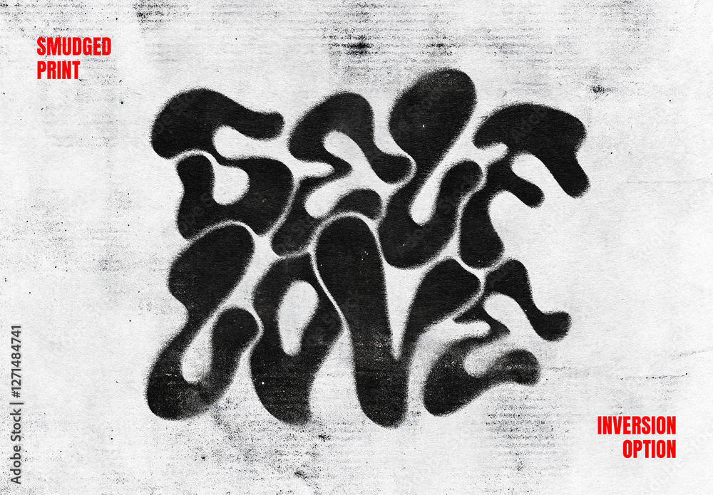 Smudged Print Text & Logo Effect Mockup Stock Template | Adobe Stock