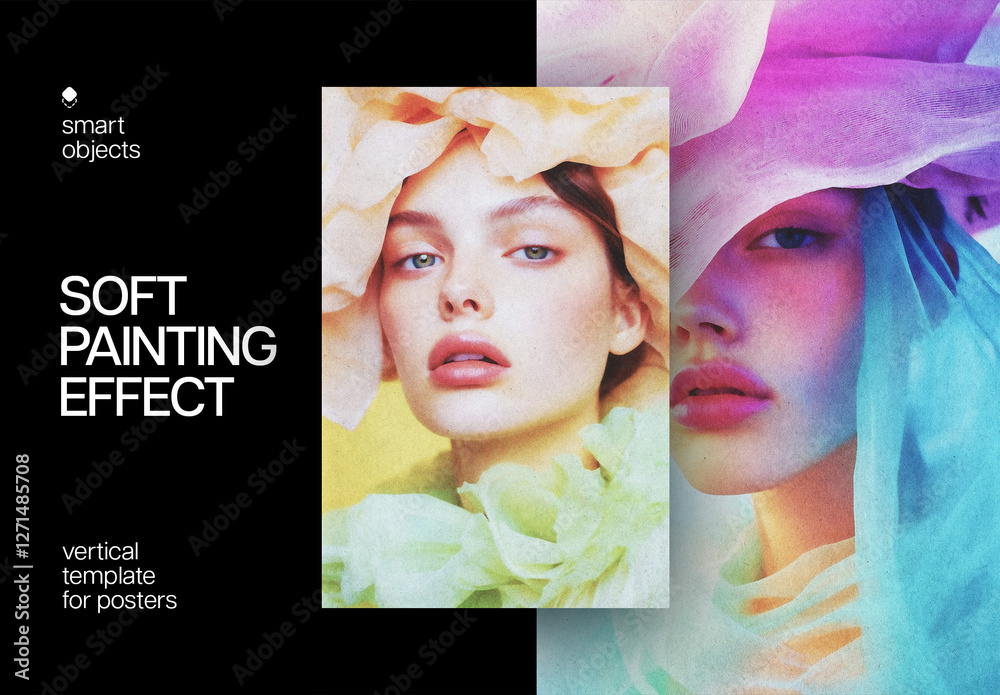 Soft Painting Poster Photo Effect Mockup Stock Template | Adobe Stock