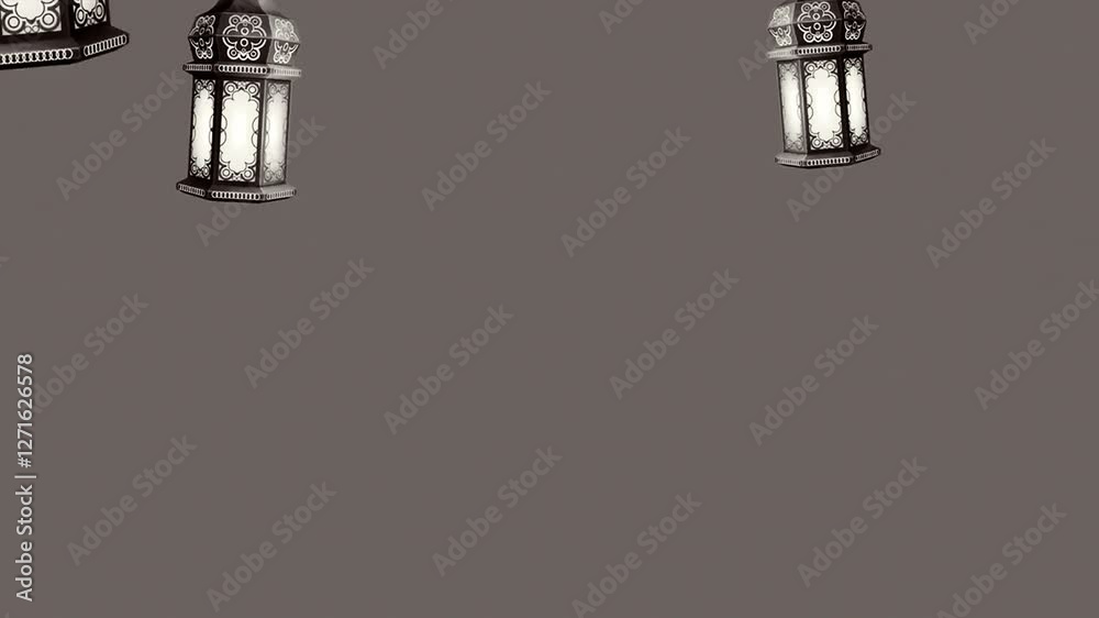 black and white Ramadan lanterns animation background animated lantern ...