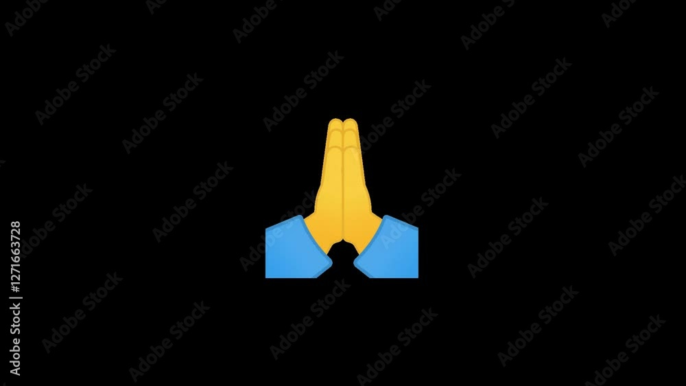 Folded Hands Animated Emoji. Alpha channel, transparent background. 4K ...
