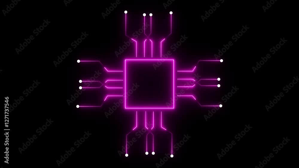 Concept animation of turning on of CPU microprocessor in motherboard ...