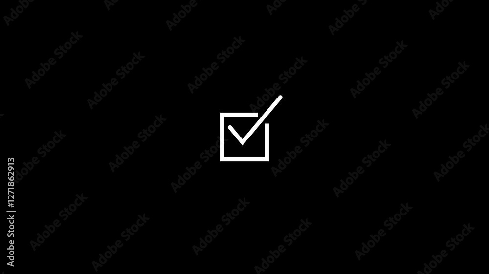 Tick mark icon animated on the rectangle box. fill in the box ...