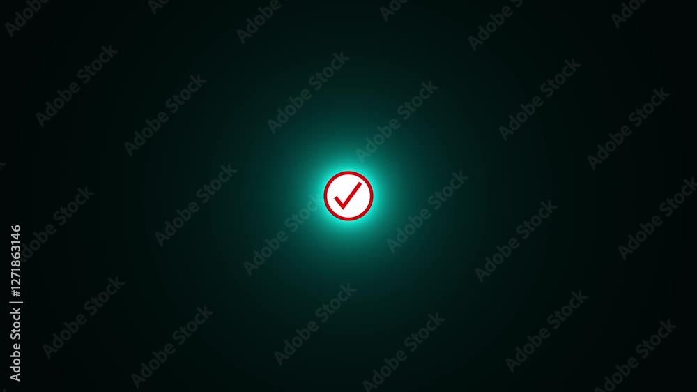 Red color check mark icon with black color box symbol animation ...