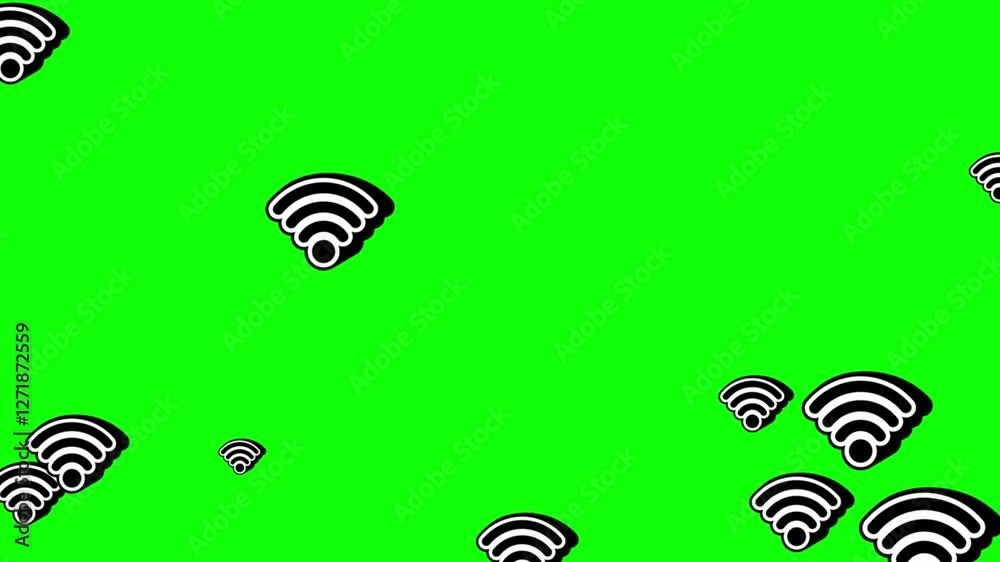 wifi sign pop up animation. free internet zone floating motion on green ...