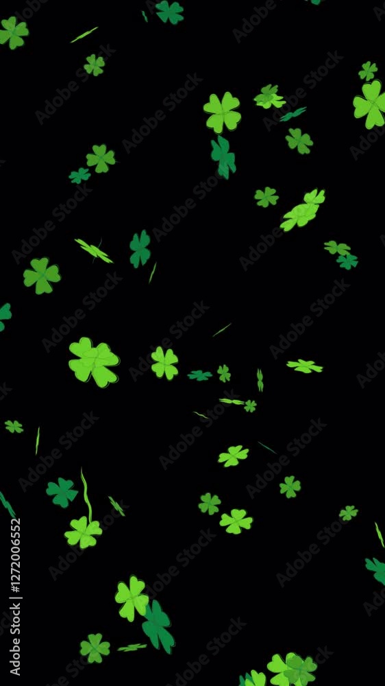 St. Patrick's Day, shamrocks clover, green Four-leafed falling from top ...