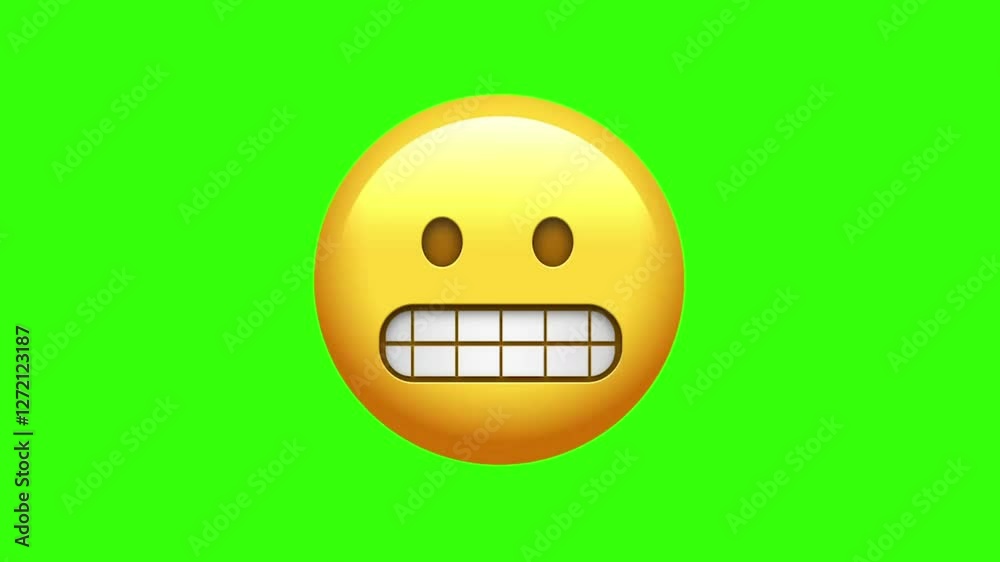 Grimacing face emoji animation loop on green screen background with ...