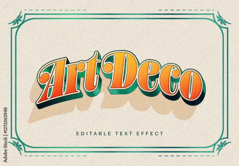 Orange And Green Aesthetic Font Art Deco Classic Text Effect Stock ...