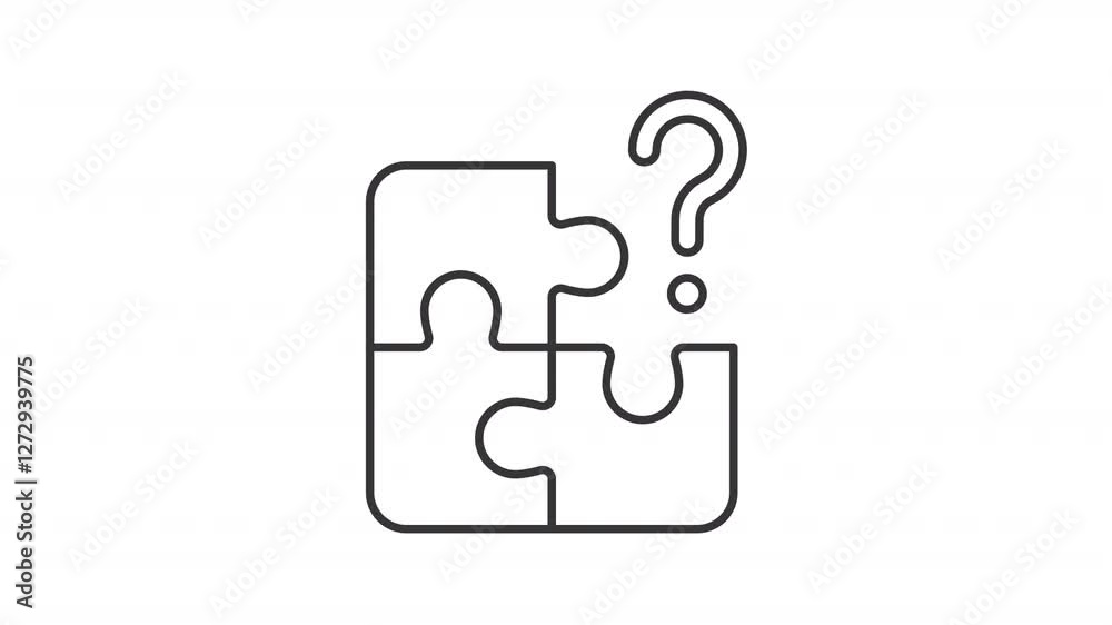 Puzzle solving line animation. Problem solution animated icon. Moving ...