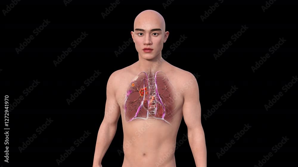 Primary lung tuberculosis in a man with the Ghon complex, 3D animation ...