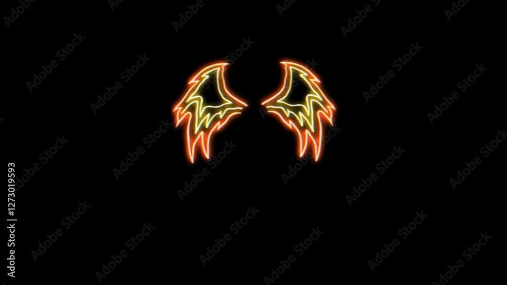 Devil wings black background, flying alpha channel, fire red color ...