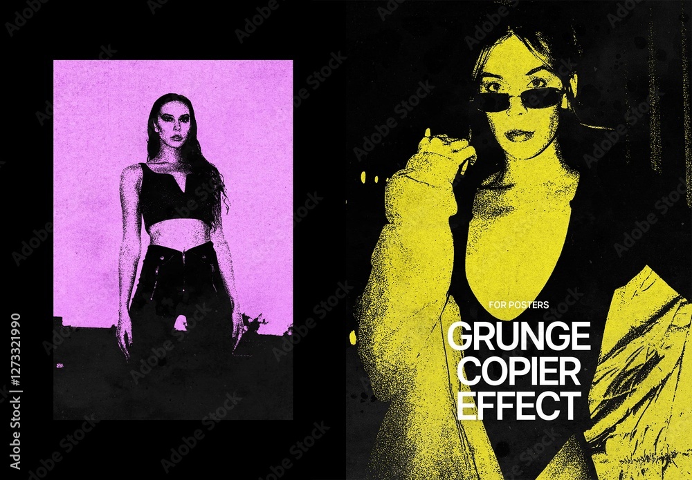Grunge Copier Poster Effect Mockup Stock Template | Adobe Stock
